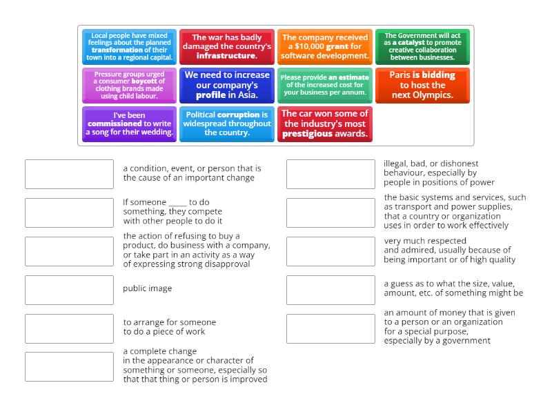 6B Vocabulary - Match up