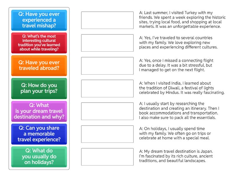 A1-A2 Travelling. Dialogues 1 - Match up