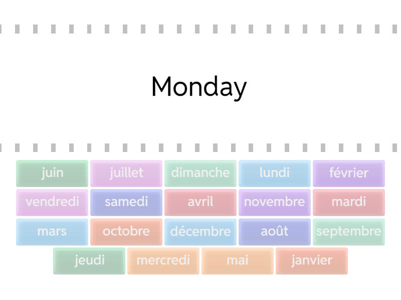Les jours de la semaine et les mois de l'année (days and months) - Find ...