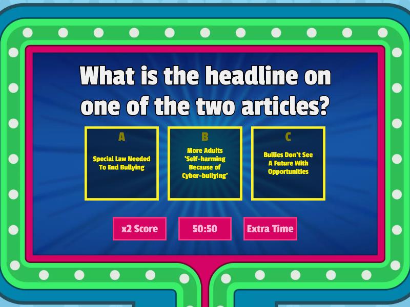 READING COMPREHENSION - Gameshow quiz