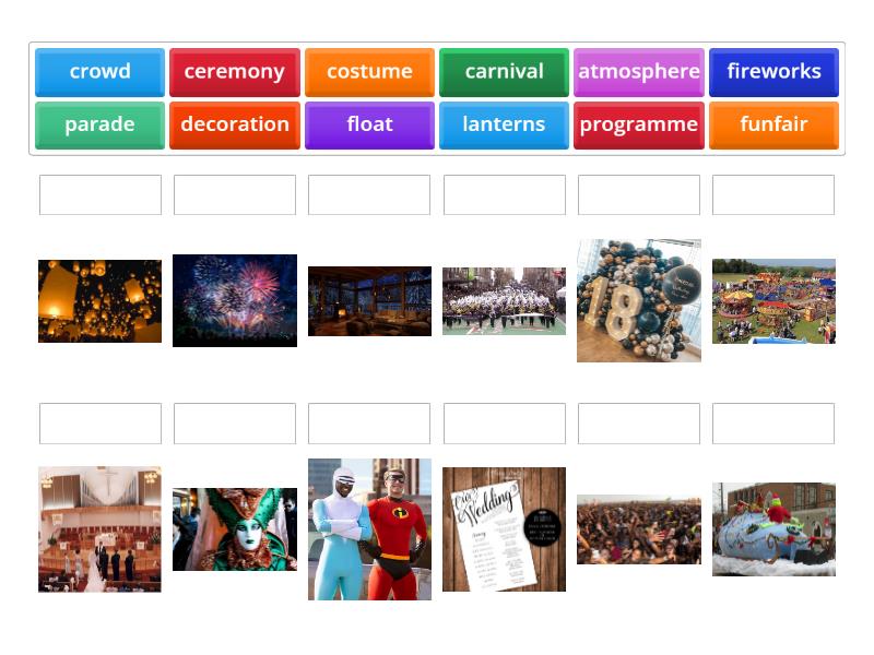 A world of celebration. Vocabulary - Match up