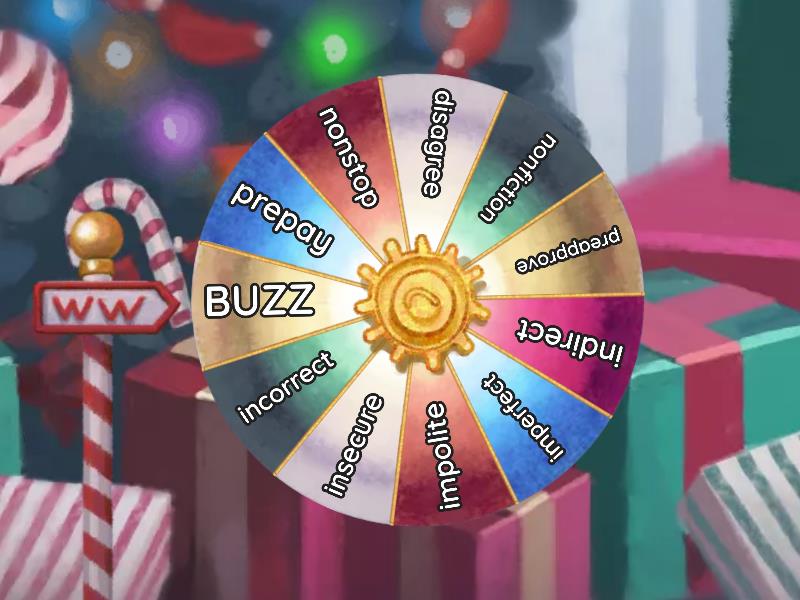 Spelling Prefixes Buzz Game - Spin the wheel