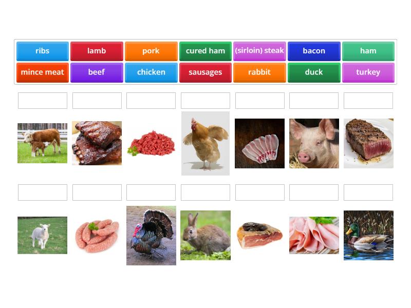 MEAT - Basic Food Vocabulary flashcards ( activity) - Match up