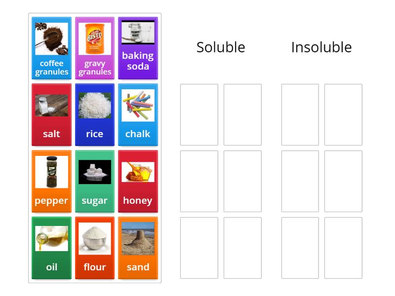 Grade 3 Soluble and Insoluble - Group sort