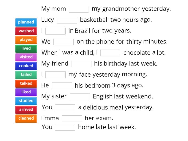 Regular verbs - Complete the sentence
