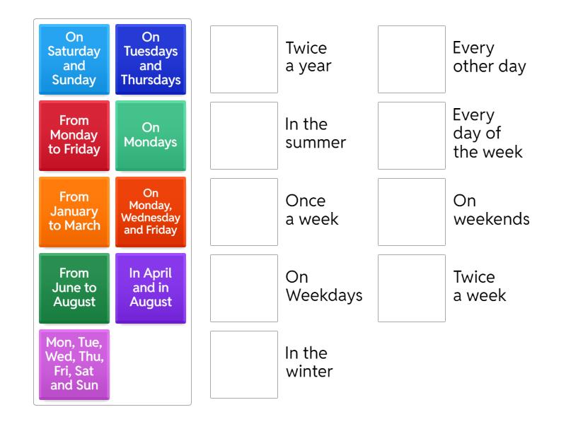 BAS 7 - 3A - TIME EXPRESSIONS - Une las parejas
