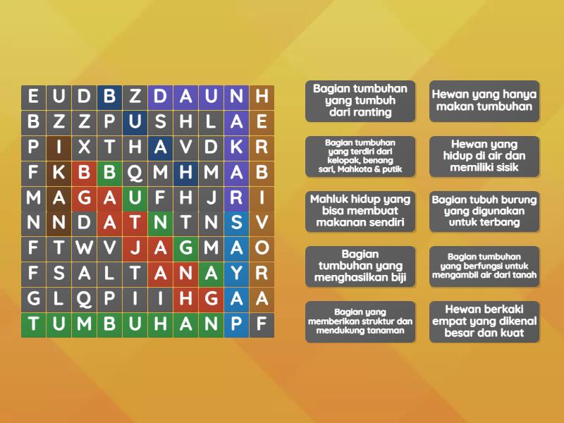 Tentukan Teka Teki silang dibawah ini - Wordsearch