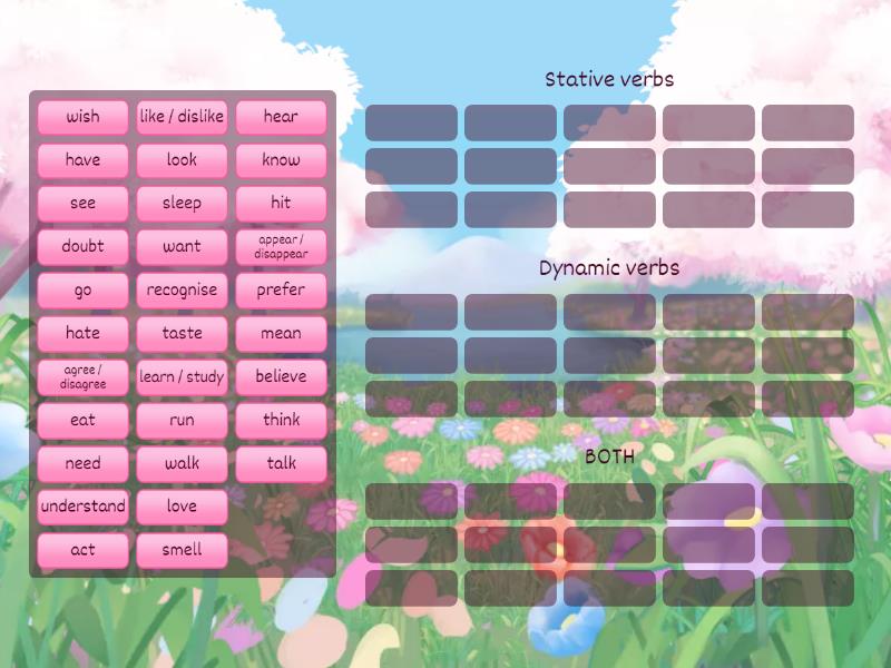 Stative and dynamic verbs - Group sort