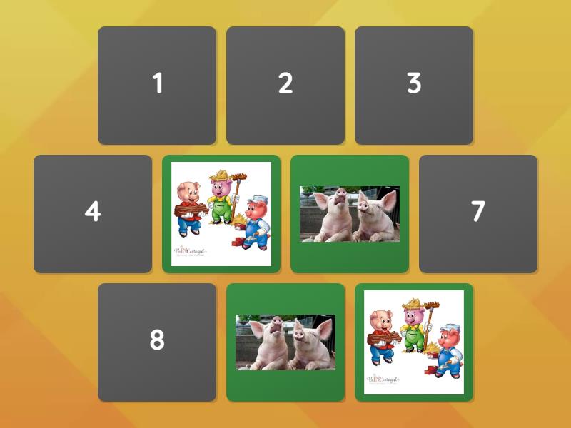 The Three Little Pigs Pairs Game - Matching pairs