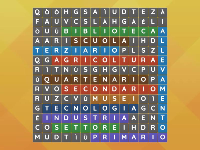 GEOGRAFIA - IL LAVORO IN ITALIA - Wordsearch