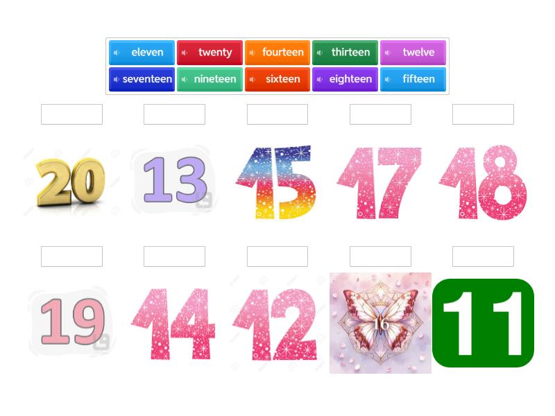 numbers from 11 to 20 - Match up