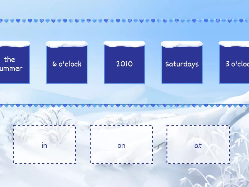 prepositions of time - Speed sorting