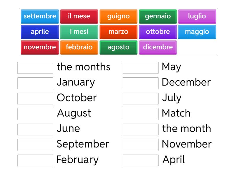 I Mesi- The Months Italian - Match up