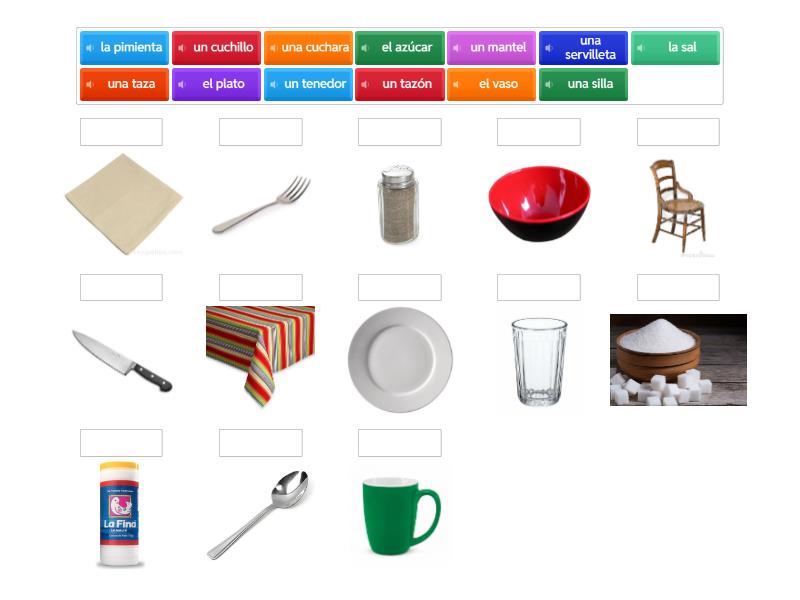 Vocabulario - ¿Qué hay en la mesa? - Match up