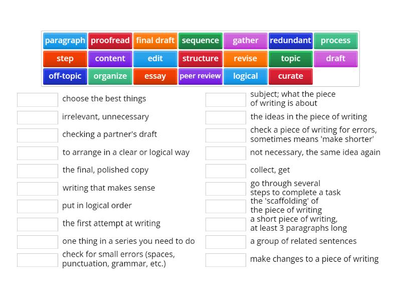 G2 Writing 1: Process writing - Match up
