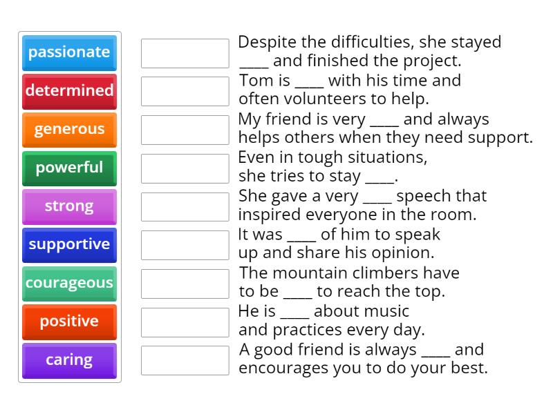 focus 3 unit 2.3 adjectives sentences - Match up