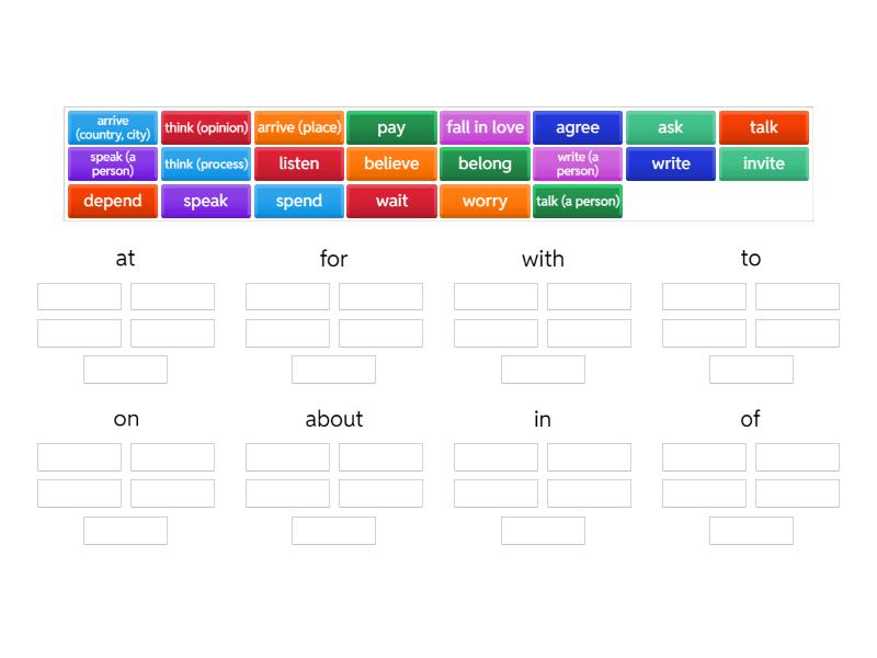 Dependent prepositions - Group sort