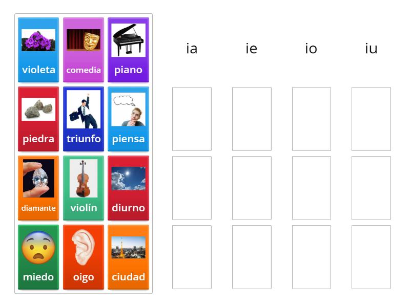 Diptongo con i: ia, ie, io, iu - Group sort