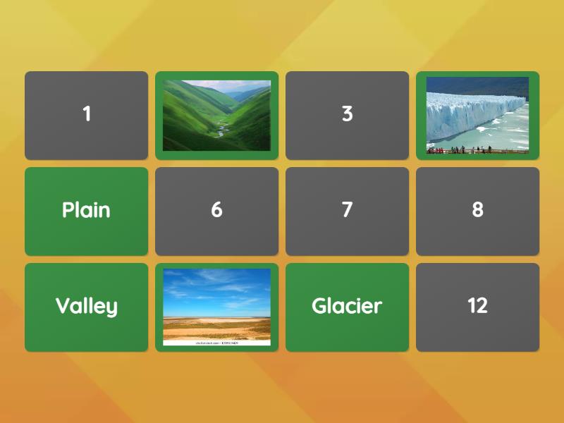 Landforms Memory Game - Matching pairs