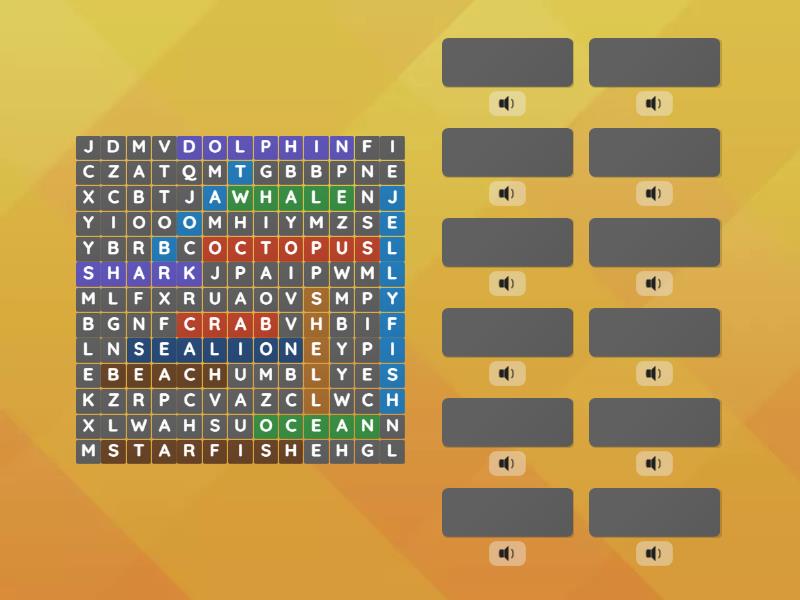 Unit 2: Lesson 1 & 2 Vocabulary (Ocean Words) - Wordsearch