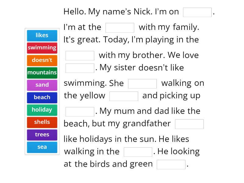 At the beach - Complete the sentence