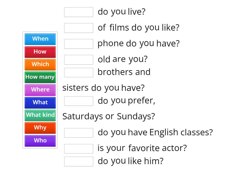 question words Present Simple - Complete the sentence
