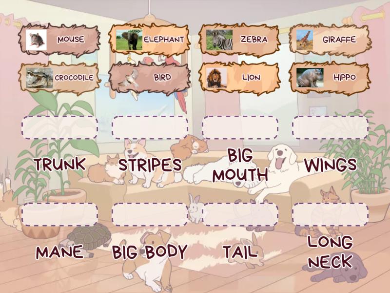 THE ANIMALS AND THEIR CHARACTERISTICS - Match up