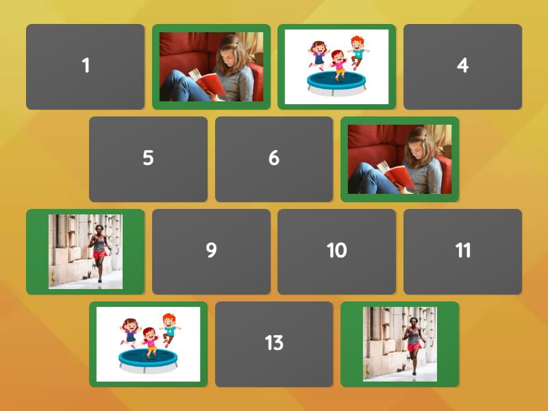 ACTION VERBS MEMORY GAME - Matching pairs