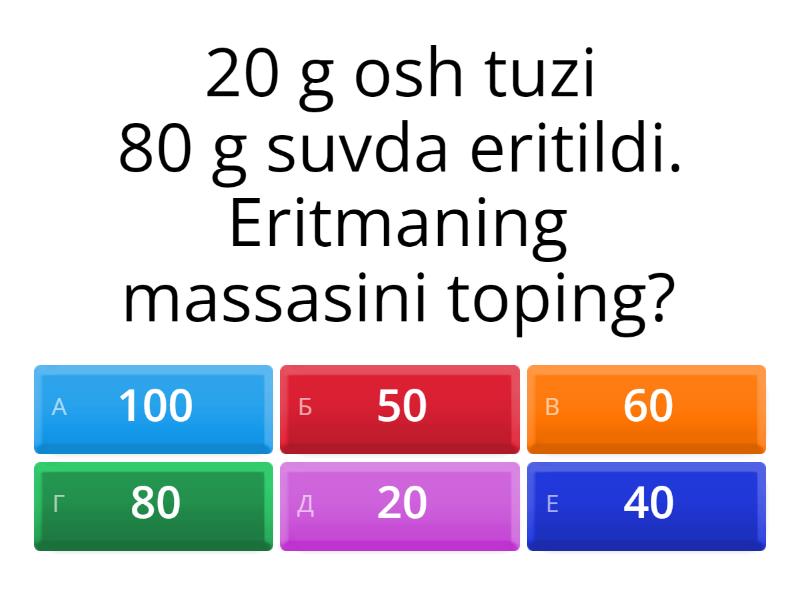 8 sinf metallmaslar - Quiz