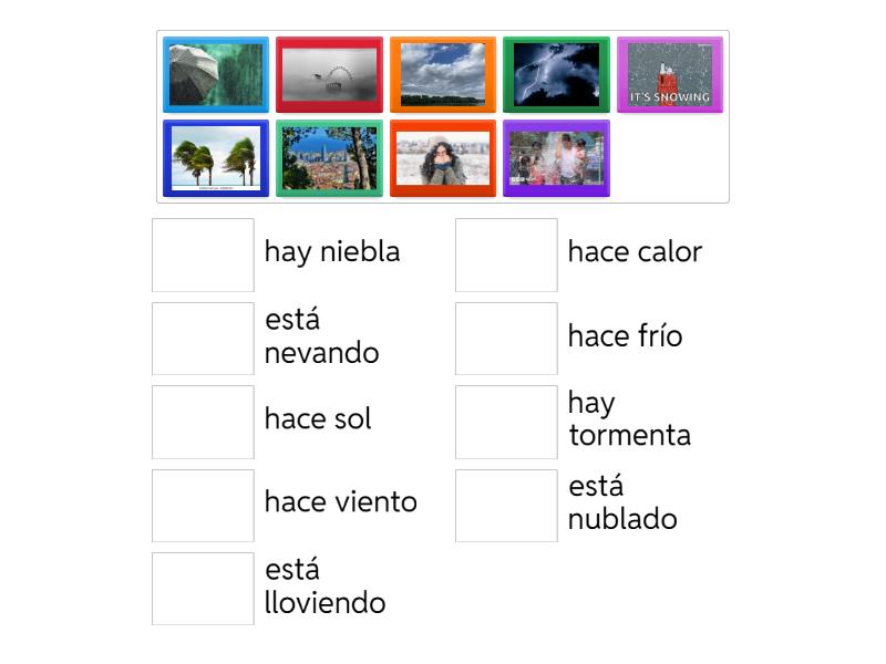 el tiempo atmosférico vocabulario - Match up
