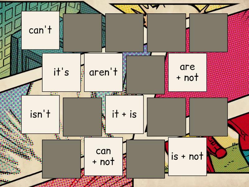 Contractions - Set 1 - Crossword - Matching pairs