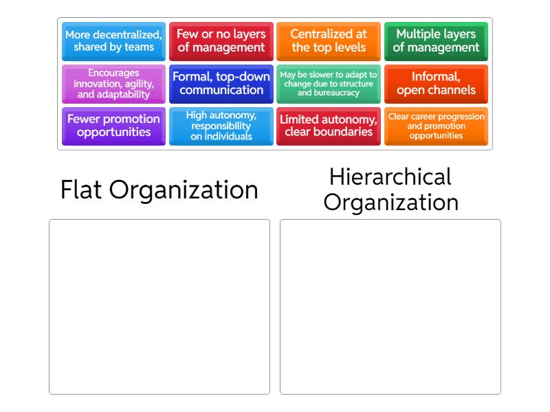 sort out key differences between flat and hierarchical structures ...