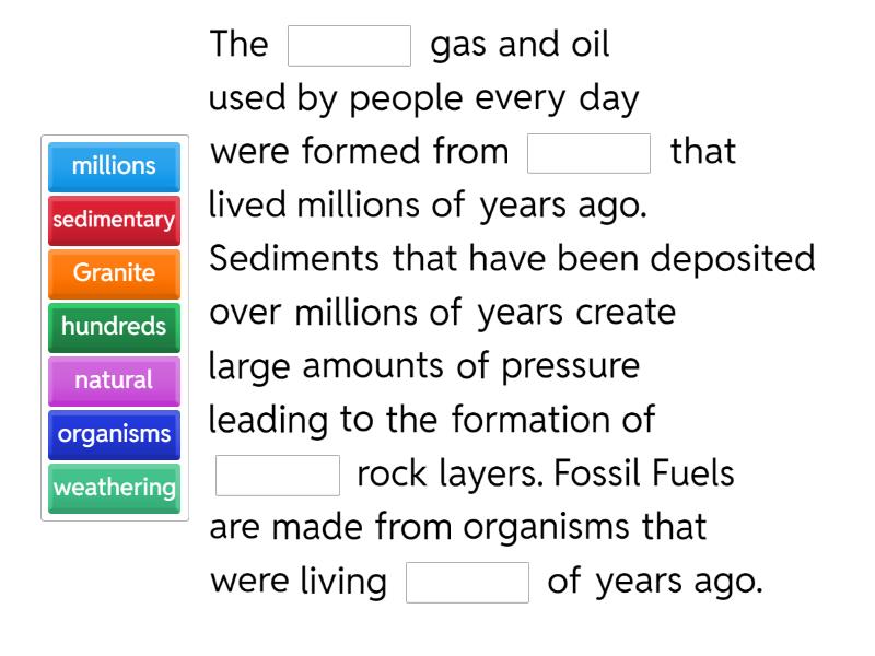 Fossil Fuels - Complete the sentence
