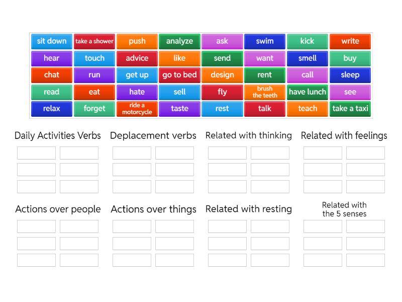 40 Basic Verbs Classifying - Group sort