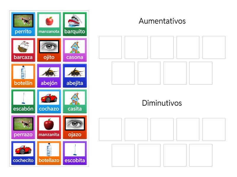 Aumentativos y diminutivos 2º - Group sort