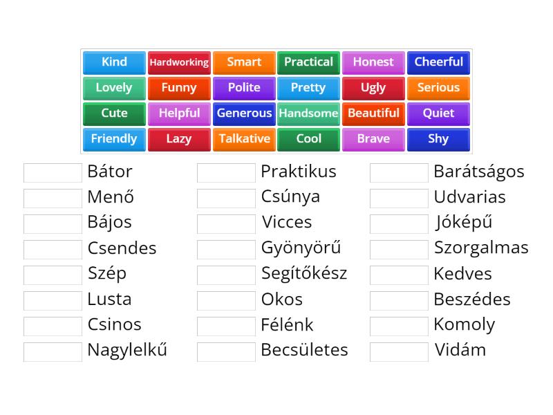 What is he/she like A2 - Match up