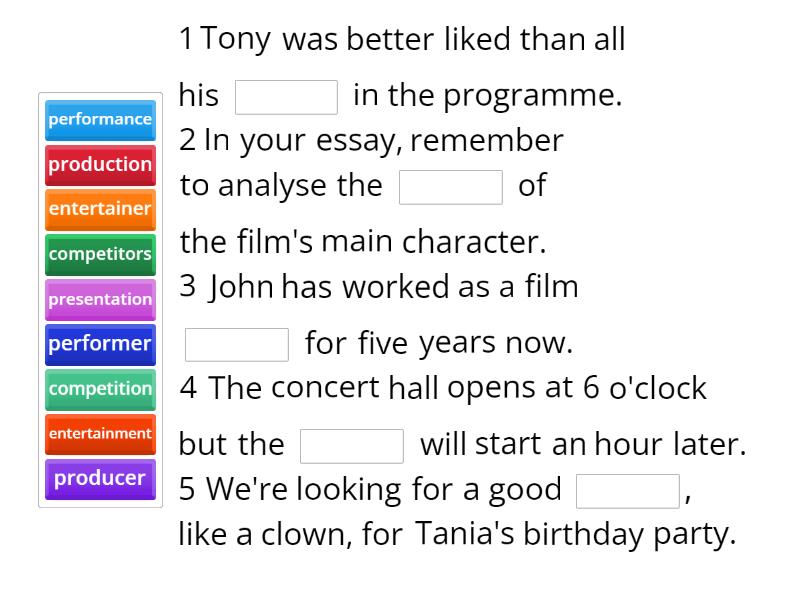 focus 3 unit 7 wordbuilding - Complete the sentence