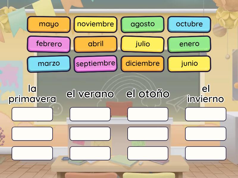 Los meses y las estaciones (Group sort) - Classificação em grupos