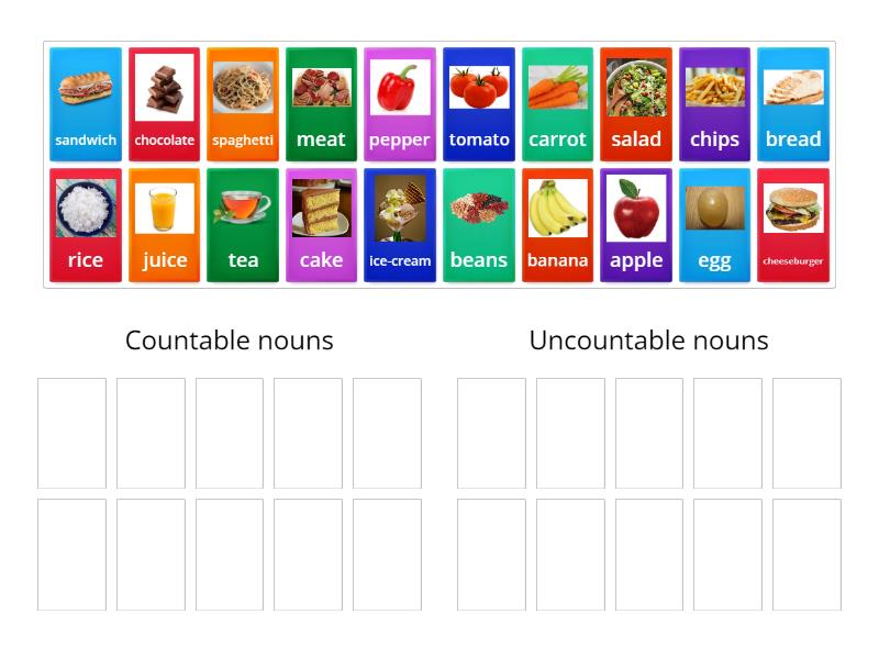 Countable and uncountable nouns - Group sort