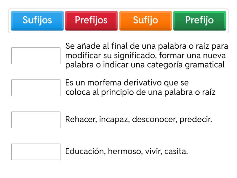 Mayra Erazo - Paola Reina - Prefijos y Sufijos - Eşleştir