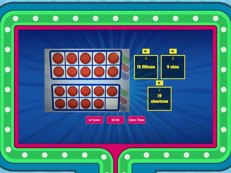 Numbers 11-20 (ten frame) - Gameshow quiz
