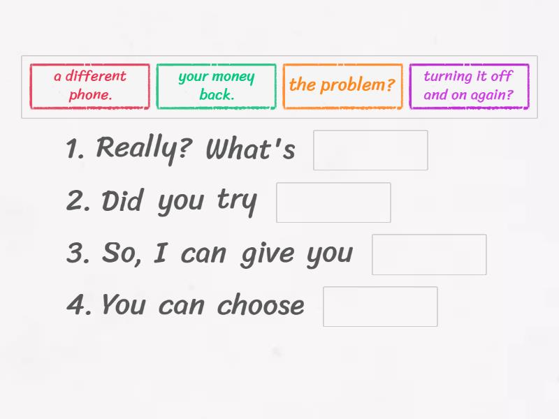 Problems and solutions - Complete the sentence