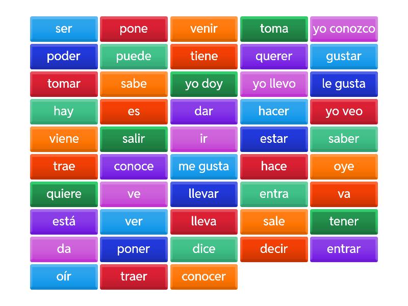 Sweet 16 Verbs - Spanish - Flip tiles