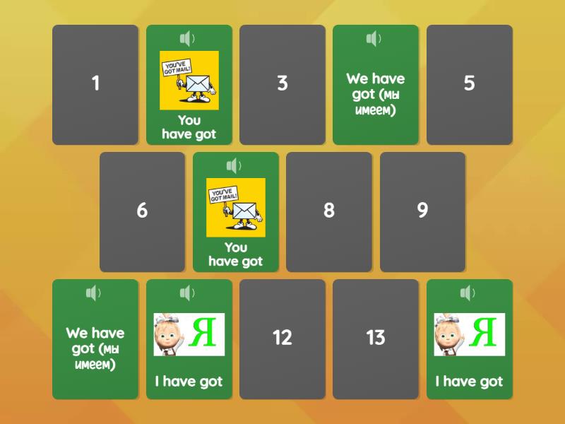 Have got, has got Memory - Matching pairs