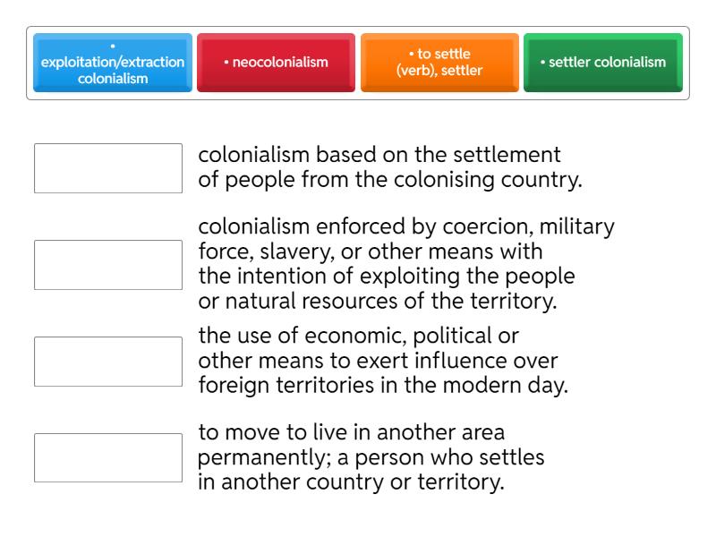 Colonialism - Match up
