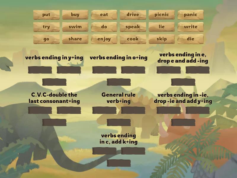 Present continuous spelling rules - Group sort