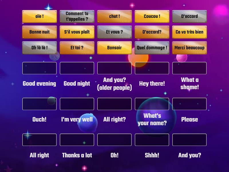 Greetings Quiz - Match up