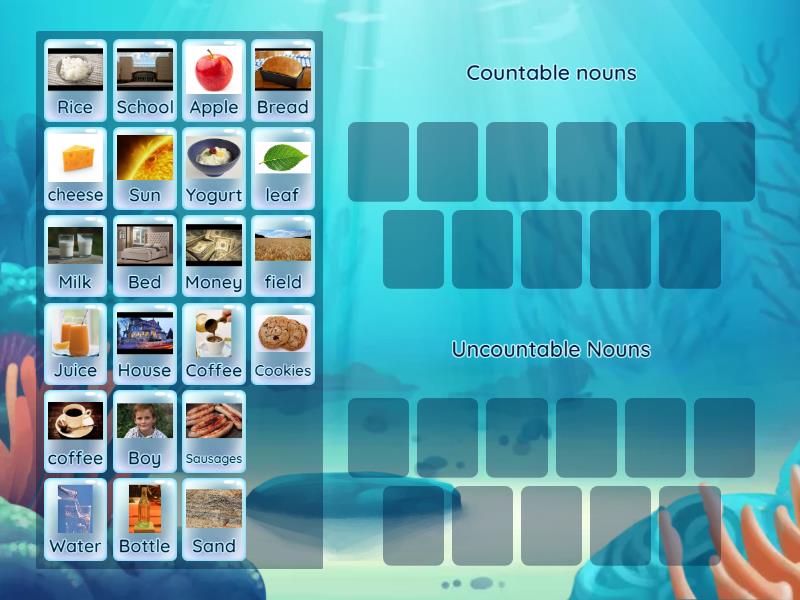 COUNTABLE AND UNCOUNTABLE NOUNS - Group sort