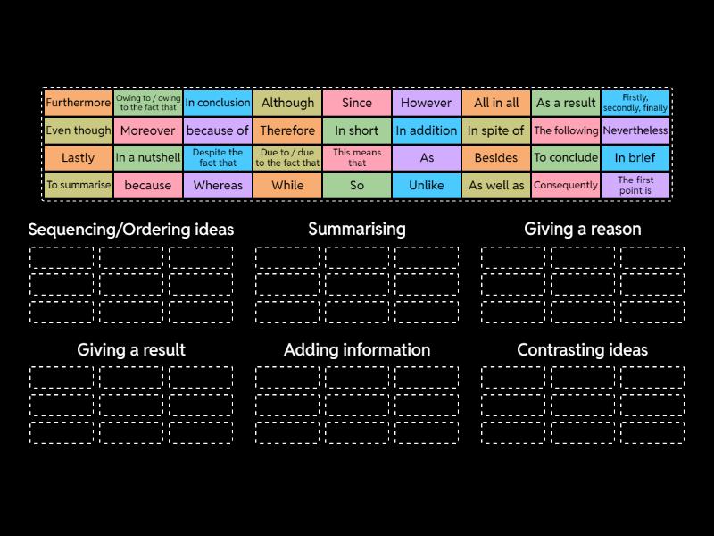 Linking words Function Sort - Group sort