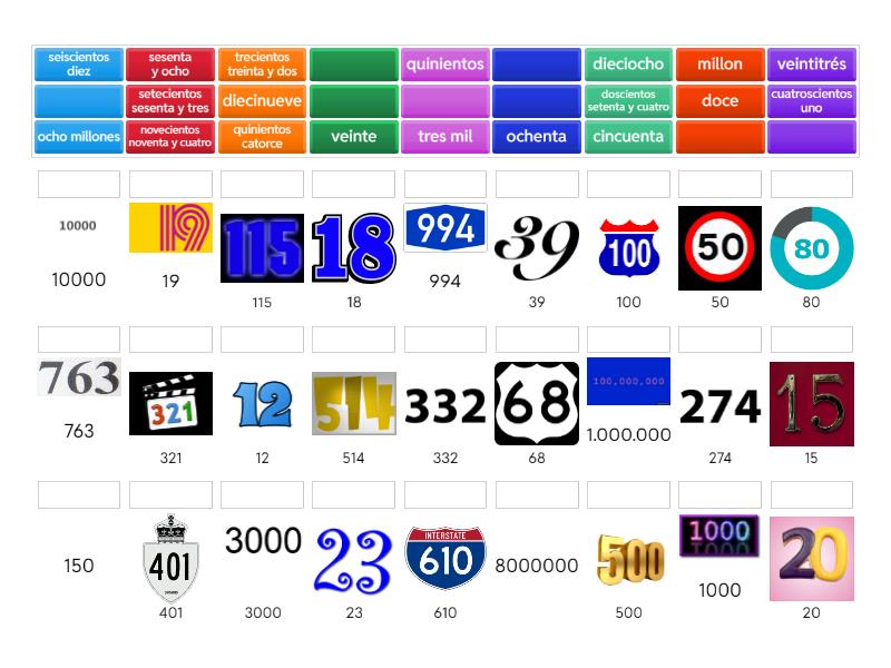Spanish Numbers 0-1000000 - Match up